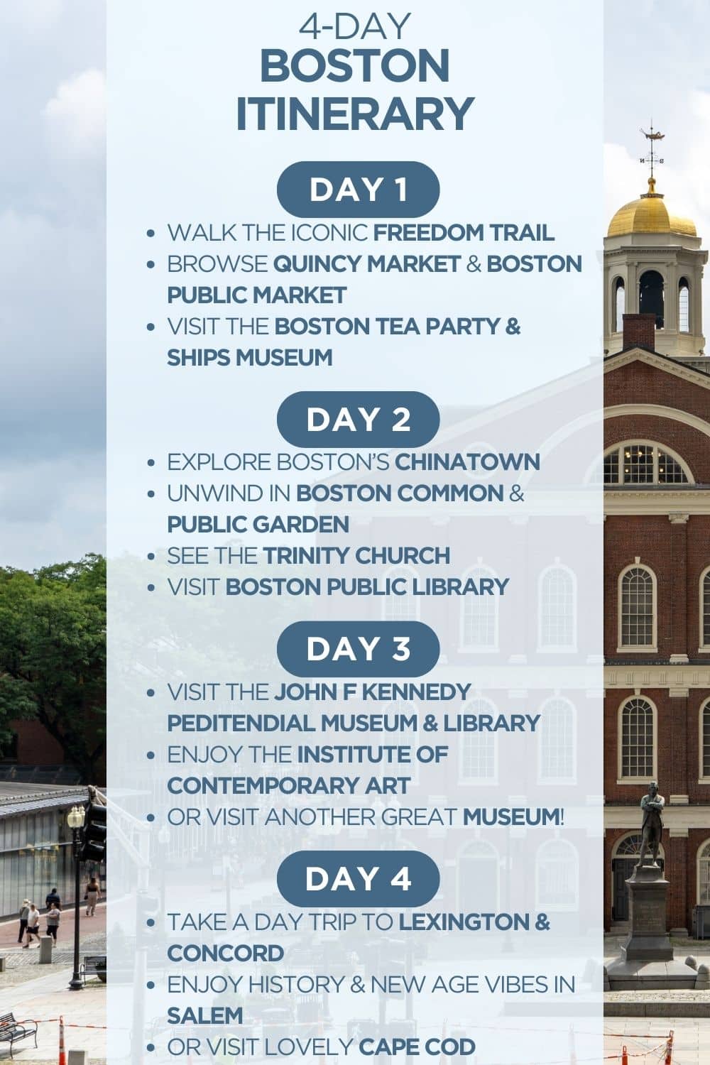 The Perfect 2, 3 or 4 Days in Boston Itinerary - The World Was Here First